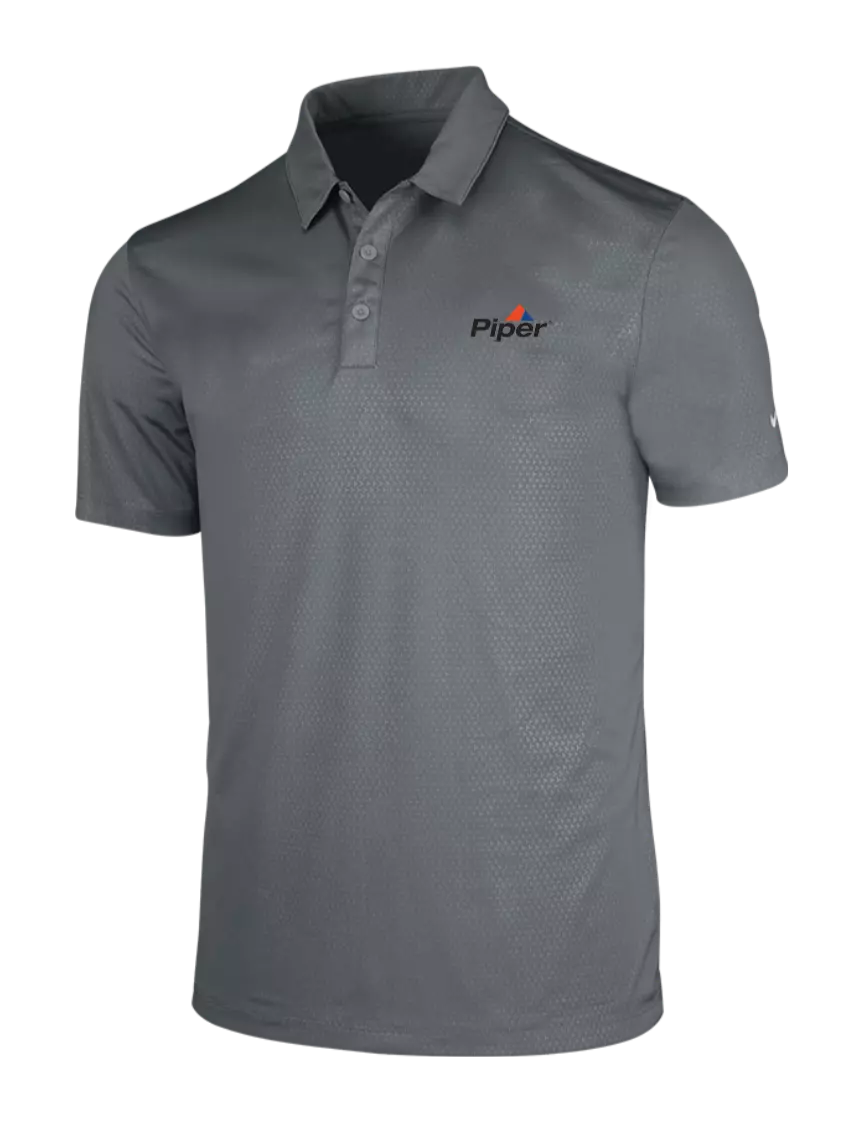 NIKE Medium Grey Dri-Fit Embossed Tri-Blade Polo w/Piper Logo