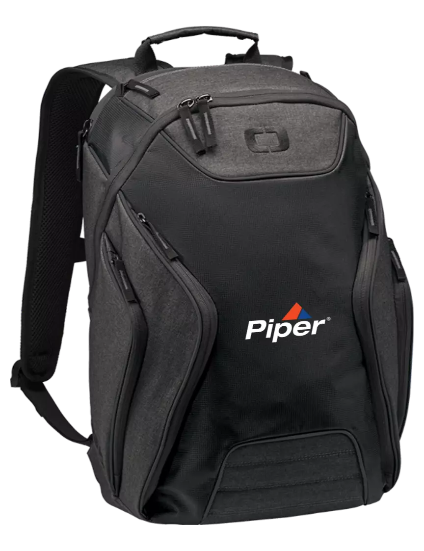 OGIO Black/Heather Grey Hatch Laptop Backpack w/Piper Logo