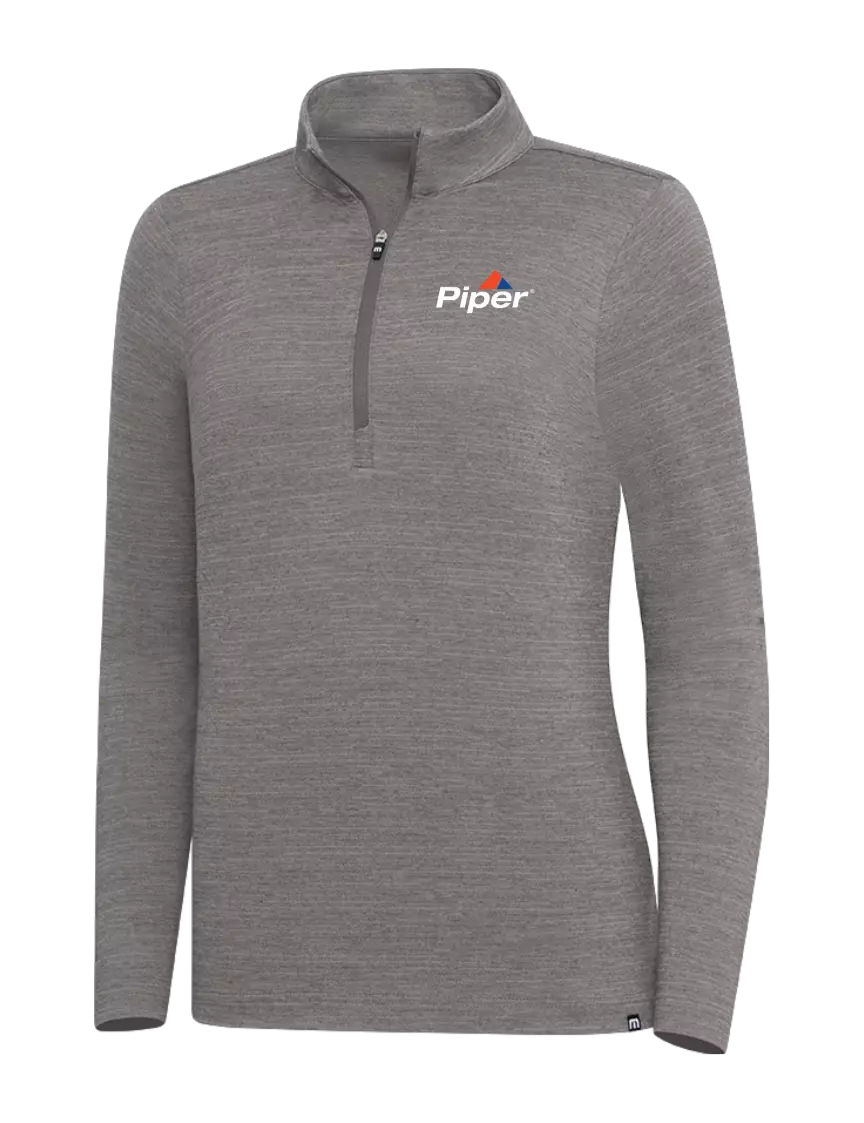 TravisMathew Medium Grey Heather Womens Crestview 1/4 Zip w/Piper Logo
