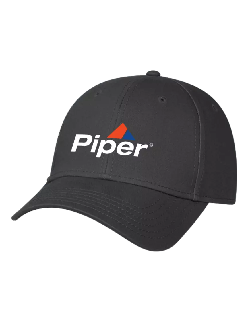 Black Structured Cap Hook & Loop w/Piper Logo